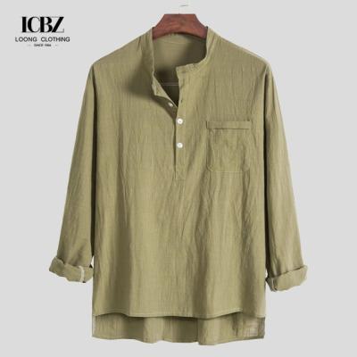 China Quantidade 5000 LCBZ OEM Camisas de linho masculino de manga longa personalizadas em opções multicoloridas à venda