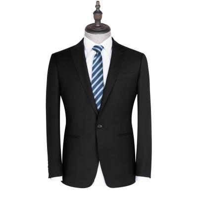 Cina Slim Fit Negro Formal Blazer Mantelli Abiti Giacca con stile anteriore piatto e Collare Mandarino in vendita
