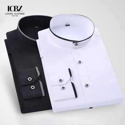 Cina T-shirt da lavoro da uomo in bianco e nero con colletto a piedi in vendita