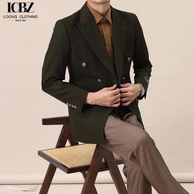 Cina Stoffa personalizzata Retro Marrone Gentleman Slim Collare Lapel Abito Giacca per abbigliamento formale maschile in vendita