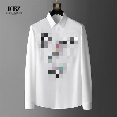 Cina Logo personalizzato Camicia da uomo di lusso di cotone per stampa occidentale Collare casual manica lunga in vendita