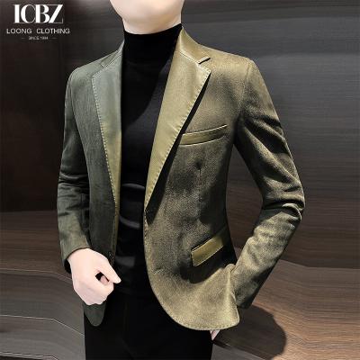 Cina Giubbotto in pelle da uomo con petto singolo End Splicing Design Casual Small Suit per adulti in vendita