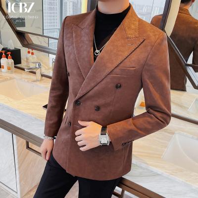 Cina Giubbotto uomo suede giacca business stile casual slim fit blazer per uomini materiale di pelle in vendita