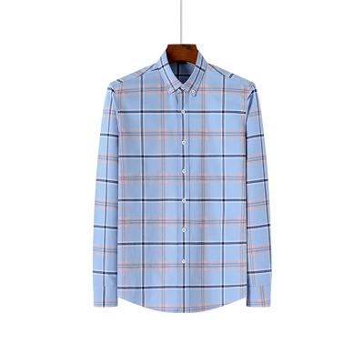 Cina Camicie da uomo di moda occidentale 100% cotone a quadri Mezza manica lunga Grandezza in autunno in vendita
