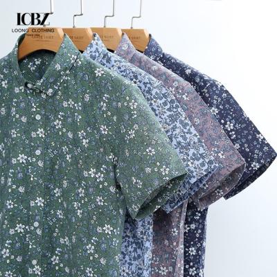 中国 男性のカジュアル ハワイのラペルシャツ 大型 夏の花紋 薄い部分 販売のため