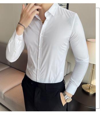 Cina T-shirt a maniche lunghe formale slim fit top per uomini adulti colore sostenibile e solido in vendita