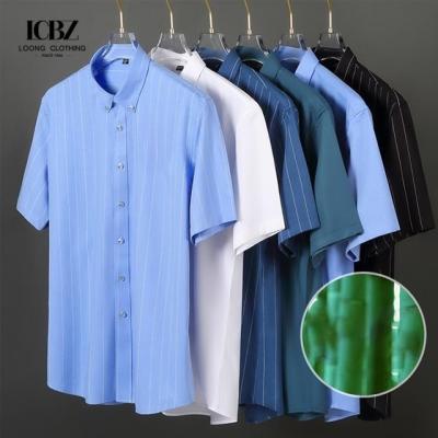 Cina Camicia da uomo estiva resistente alle rughe e microelastica con tessuto di fibra di bambù di seta di ghiaccio in vendita