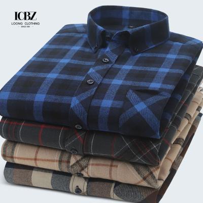 Cina LCBZ Camicia da uomo in tessuto Flannel Manica lunga Camicie di design personalizzato per uomini Stile casual in vendita