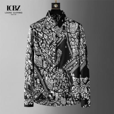 Cina Collare abbassante semplice colorato manica lunga Casual Plus Size Camicie formali per uomini in vendita