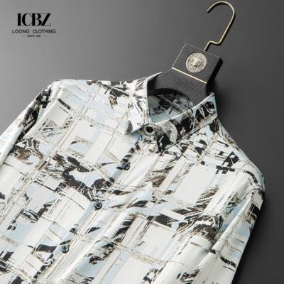 Cina Logo personalizzato Uomo di lusso stampato cotone più grandezza stampato camicia a manica lunga in vendita