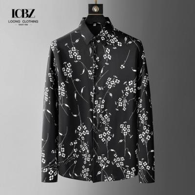 Cina Lettera stampata in cotone Magliette da uomo a manica lunga personalizzate per la primavera di svago alla moda in vendita