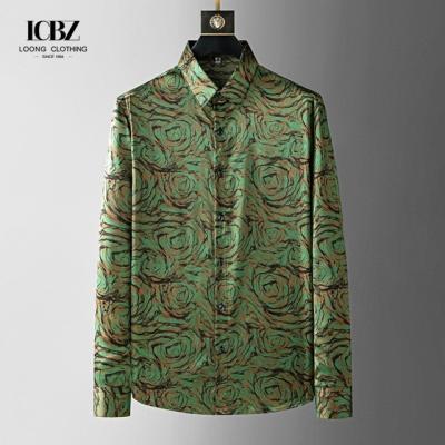 Cina Camicie Casual In Autunno Per Uomini In Print Digitale Catena Floreale Viscosa Manica Lunga in vendita