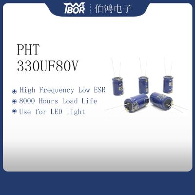 China Blauwe het Aluminium Elektrolytische Condensator 13X20mm van 330UF 80V 10000 Uren Met lange levensuur Te koop