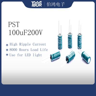 Китай Конденсатор 100uf 200v света СИД зеленого цвета PST 8000 часов длинной жизни продается