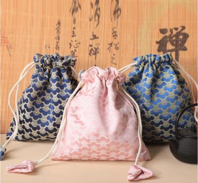 China Chinese Style Auspicious Cloud Pattern Drawstring Bag Ancient Style Drawstring Velvet Bag Chinese Jewelry Bag Buddhist Beads Bracelet Collection Storage Bag for sale