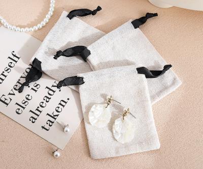 China Customized LOGO Wholesale Customizable Cotton And Linen Drawstring Bag Small Cotton Canvas Jewelry Bag Jewelry Drawstring Storage Bag for sale