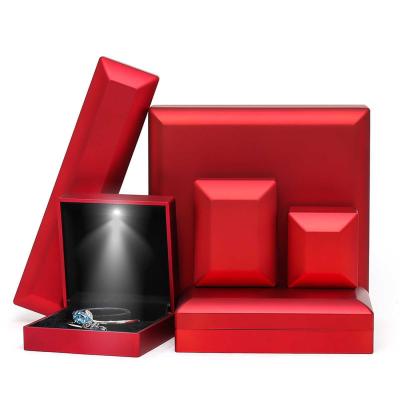 China Customized LOGO LED Jewelry Box With Light, Customized Ring Box, Necklace Box, High-End Pendant Packaging Box for sale