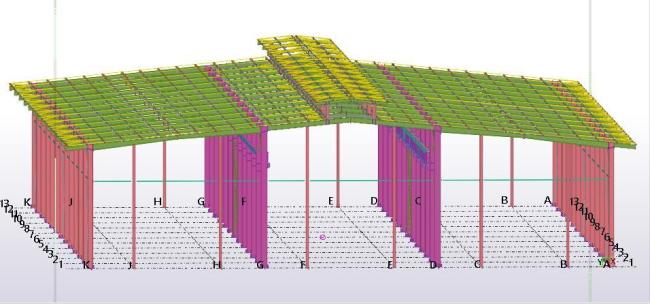 Interior of steel structure workshop with industrial equipment