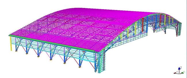 Construction process of steel structure showing assembly