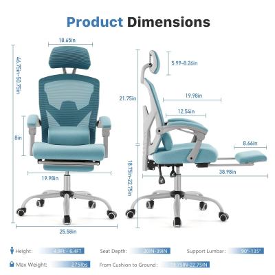 Chine Chaise de bureau ergonomie haute arrière avec coussin lombaire et repose-pieds rétractable à vendre