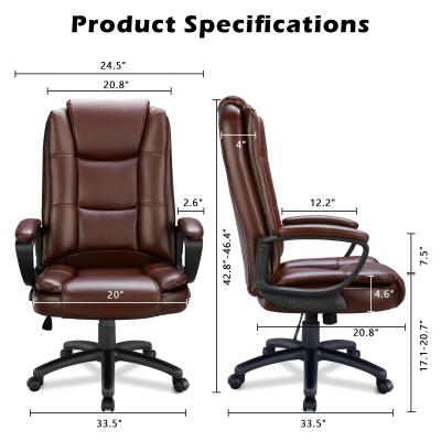 Chine Chaise d'ordinateur à dos haut marron 400 lbs grande et haute chaise de bureau de gestion à vendre