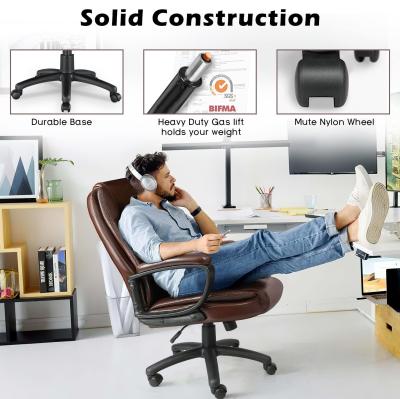 Chine Chaise d'ordinateur à dos haut marron 400 lbs grande et haute chaise de bureau de gestion à vendre