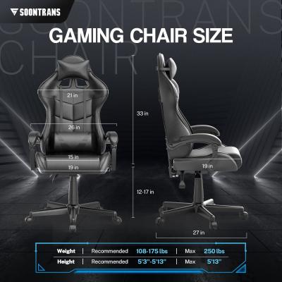 Chine Fournir directement une chaise de joueur ergonomique de style moderne avec massage et cuir synthétique à vendre