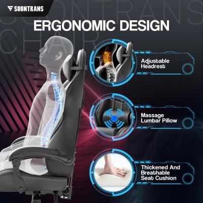 Chine Fournir directement une chaise de joueur ergonomique de style moderne avec massage et cuir synthétique à vendre