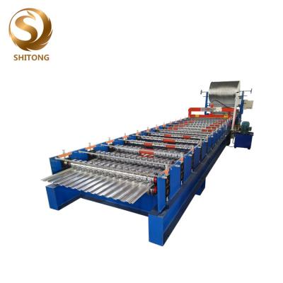 China trapezoidal metal roofing panel roll forming machine with laminating for sale