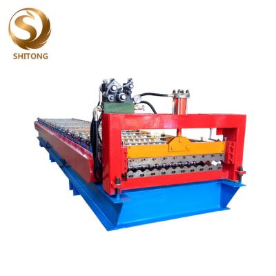 Китай 836 type corrugated profile roof panel roll forming machine with plc control продается