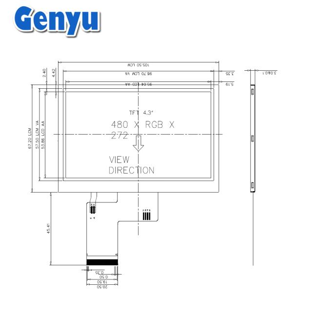 4.3 inch LCD module dimensions