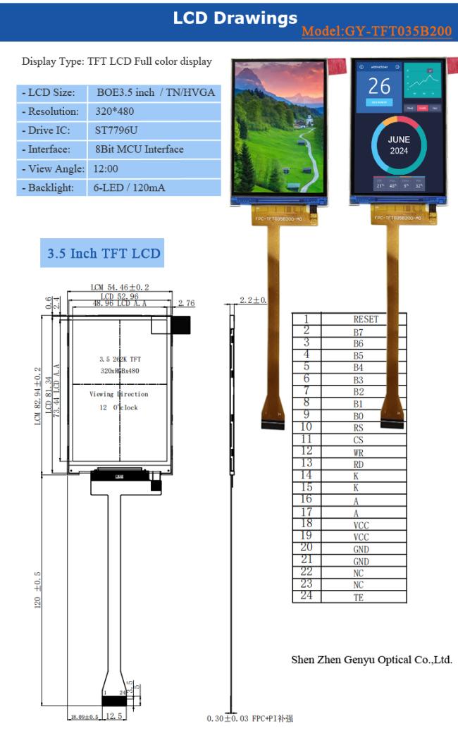 Technical diagram of LCD module