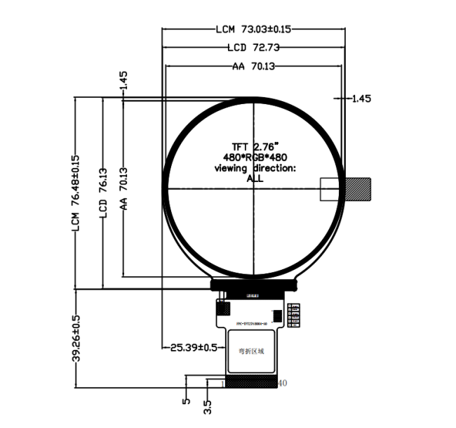 Technical diagram of LCD module