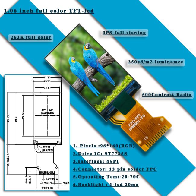 1.06 Inch TFT LCD Module front view