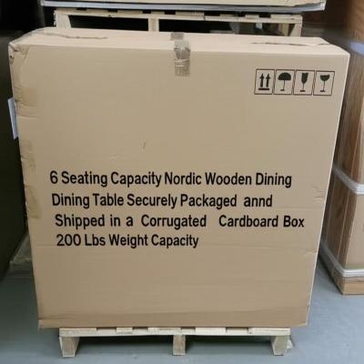 China 6 Seating Capacity Nordic Wooden Dining Table Securely Packaged and Shipped in a Corrugated Cardboard Box 200 Lbs Weight Capacity for sale