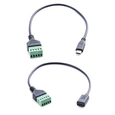 중국 Type-C 3.1 USB 암 수 잭-5핀 나사 터미널 어댑터 확장 케이블 30cm 판매용