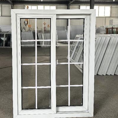 China American Upvc Frame Tempered Glass Gliding Window met glasvezel schermnet Te koop