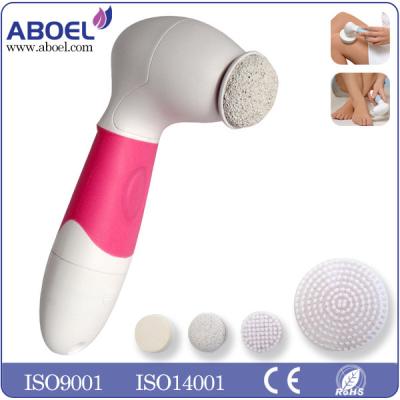 China Rosa weiße und graue Drehbeschleunigungs-rotierende weiche weiß werdene Haut-Reinigungsbürste für Bad, Dusche zu verkaufen