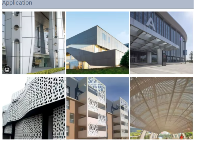 Example of perforated metal sheet installation in architectural application