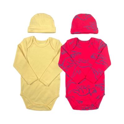 China Biologische katoenen babykleding romper voor 3-6 maanden pasgeborenen snapknop en pet inbegrepen Te koop