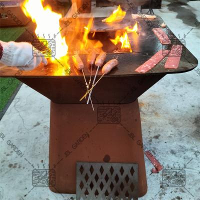 중국 뒤뜰 상업적 차콜 그릴 바비큐 코르텐 금속 BBQ 그릴 나무 판매용