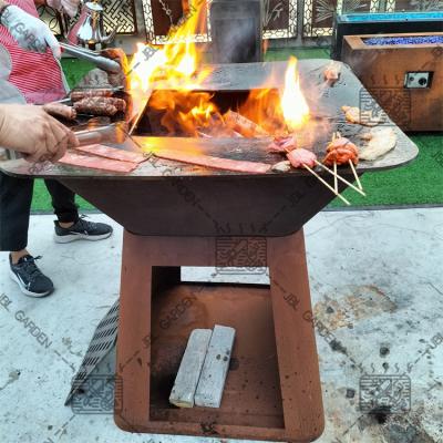 중국 뒤뜰 상업적 차콜 그릴 바비큐 코르텐 금속 BBQ 그릴 나무 판매용