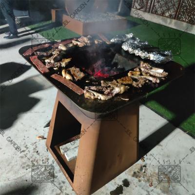 중국 뒤뜰 상업적 차콜 그릴 바비큐 코르텐 금속 BBQ 그릴 나무 판매용