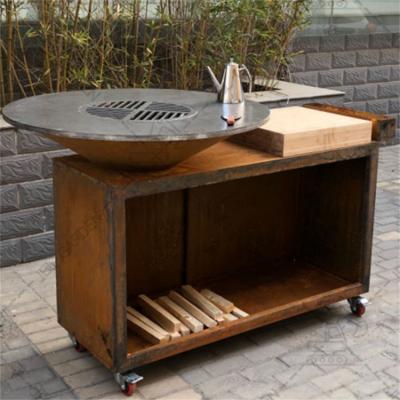 중국 Portable Charcoal Barbecue Grill Weathering Steel 3 In 1 Bbq Grill D1000mm 판매용