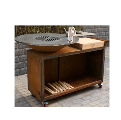 중국 2mm Thick Corten Steel Outdoor Barbeque Grill Metal Cooking Grills Black Rust Painted 판매용