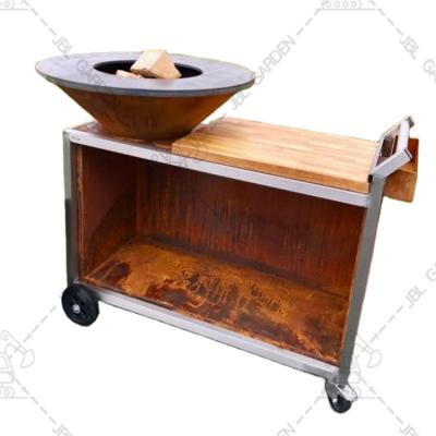 중국 2mm Thick Corten Steel Outdoor Barbeque Grill Metal Cooking Grills Black Rust Painted 판매용