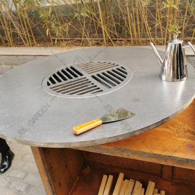 중국 2mm Thick Corten Steel Outdoor Barbeque Grill Metal Cooking Grills Black Rust Painted 판매용
