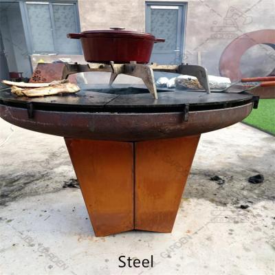 중국 D800mm Corten Steel BBQ Grill Barbecue Fire Pit abrasion resistance 판매용