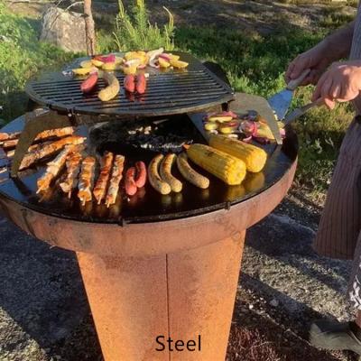 중국 D800mm Corten Steel BBQ Grill Barbecue Fire Pit abrasion resistance 판매용