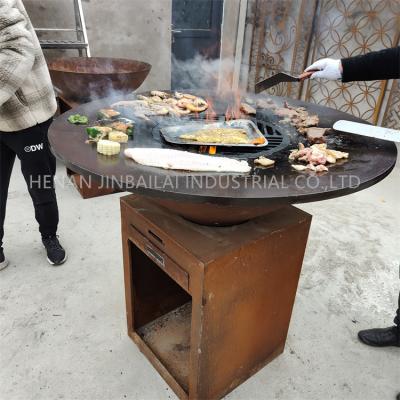 중국 D1000mm Rusty red Corten Steel BBQ Grill Metal Barbecue Grill Outdoor Fireplace 판매용